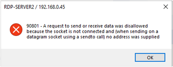 90801 – Socket is not connected