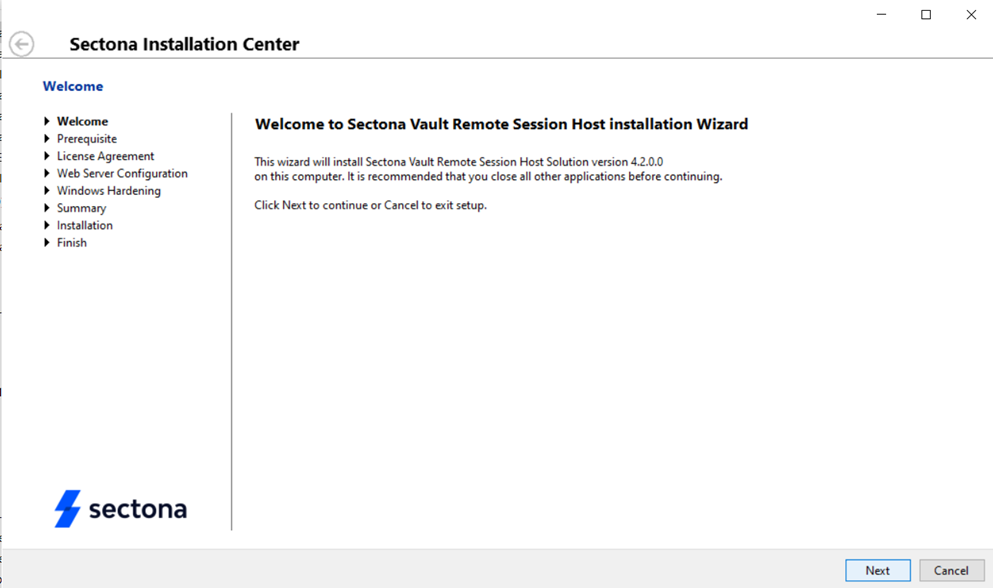 Installing Sectona Remote Session Host
