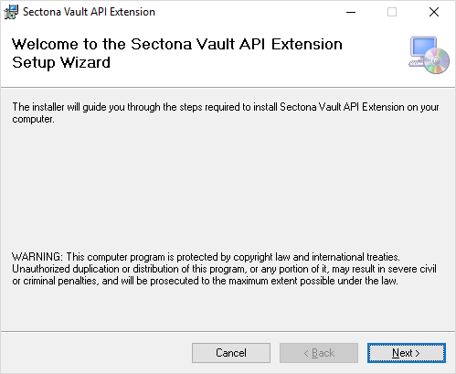 Installing Sectona Vault API Extension