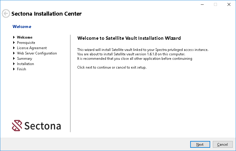 Installing Sectona Satellite Vault Component