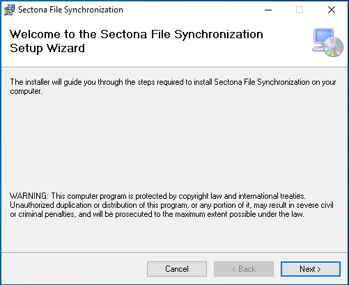 Installing Sectona File Synchronization Component